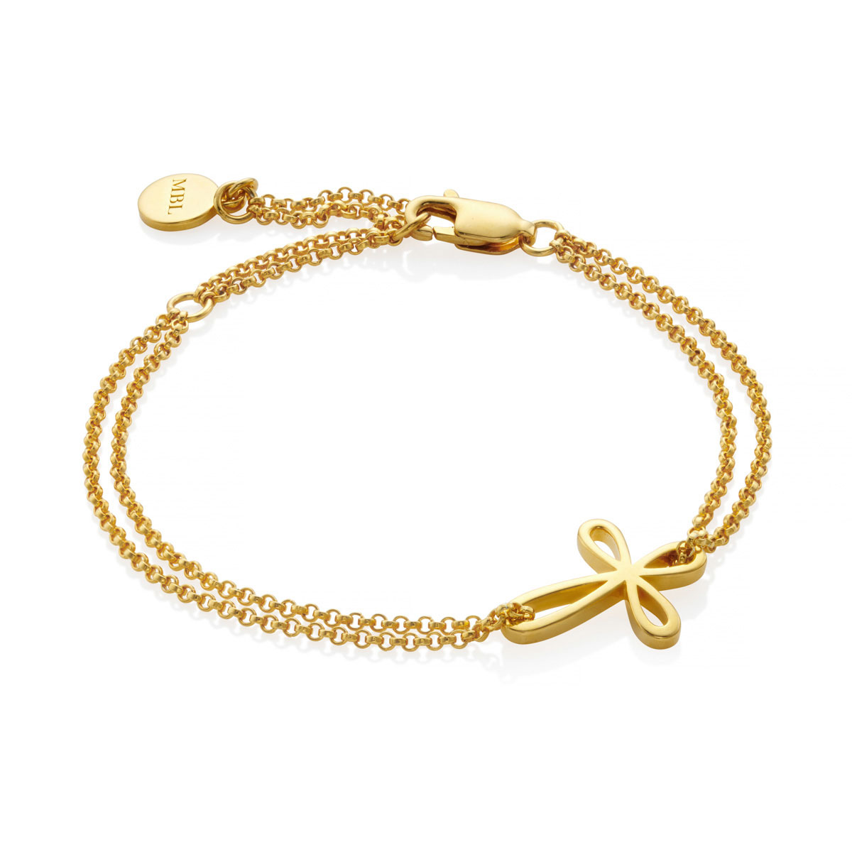 Cherish Signature Cross Bracelet - Gold Plated | Molly Brown London ...